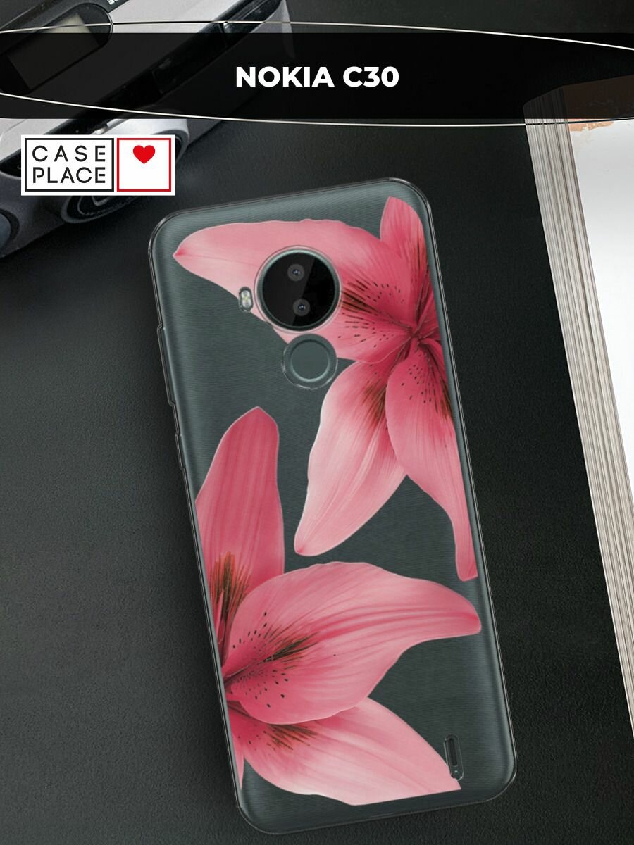 Чехол на Nokia C30 / Нокия C30 с принтом "Pink flower"