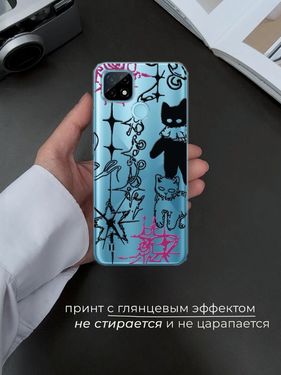 Чехол на Realme C21 / Реалми С21 с принтом "Готические котики" — фото 1