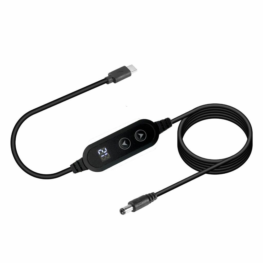 Тип C к DC5521 Power Cable 5V9V12V15V20V с дополнительными наконечниками Регулируемые 5 В 20 В, - Одиночная строка