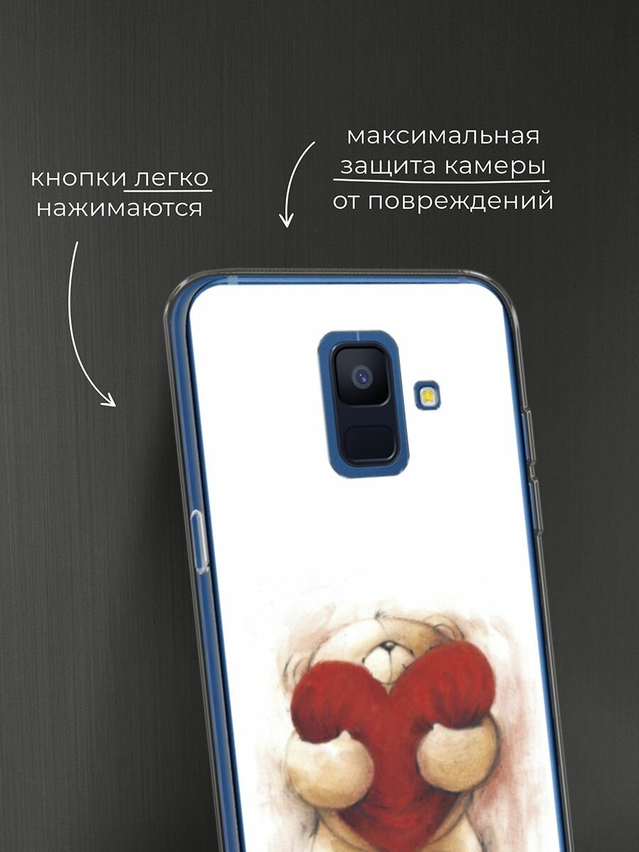 Чехол на Samsung Galaxy A6 / Самсунг Галакси А6 с принтом "Мишка с сердцем 1" — фото 1