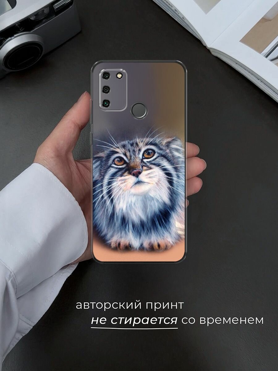 Силиконовый чехол на Honor 9A / Хонор 9А с принтом "Кот манул 2" — фото 1