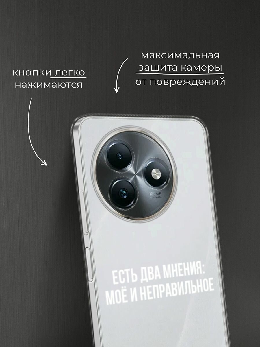 Чехол на Itel S24 / Ител S24 с принтом "Два мнения", прозрачный — фото 1