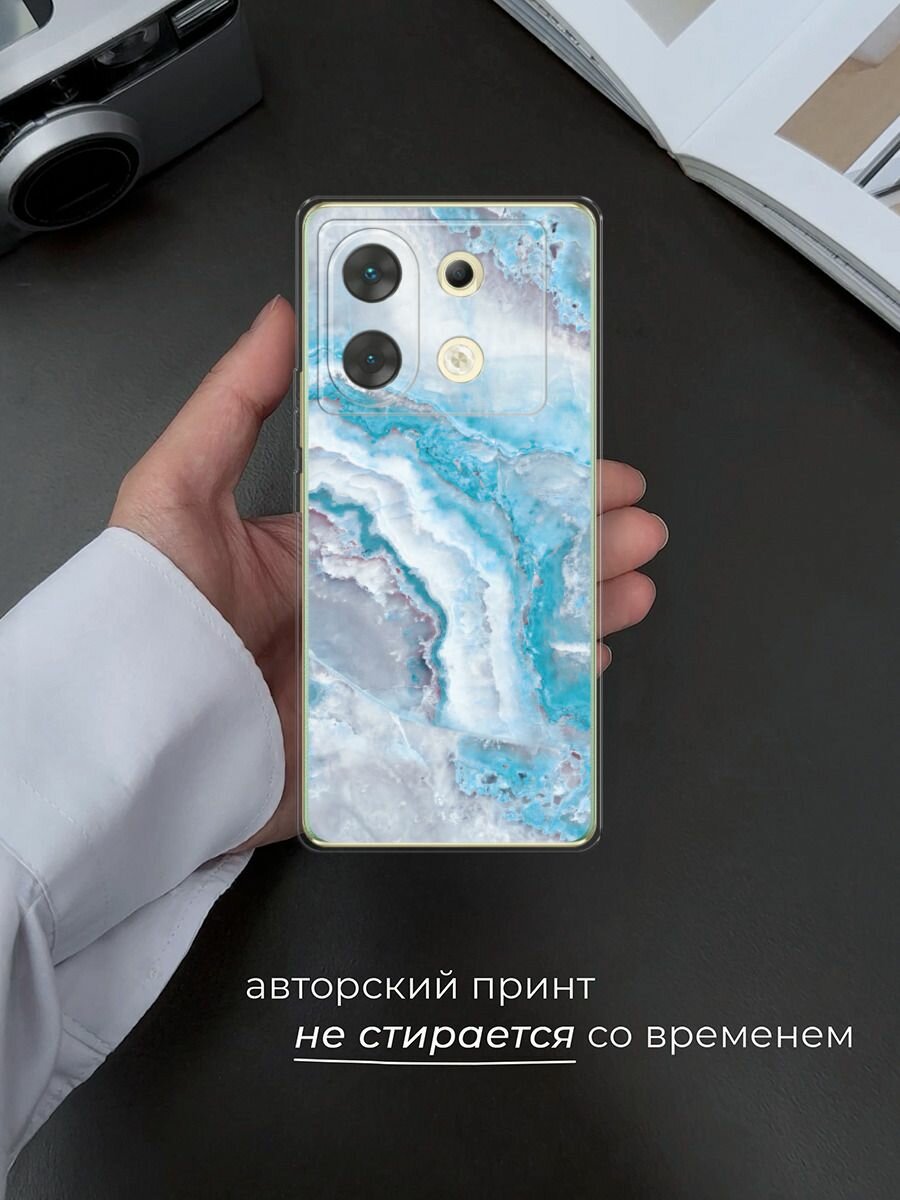 Чехол на Infinix Zero 30 5G / Инфиникс Зеро 30 5G с принтом "Нежно-голубой мрамор" — фото 1