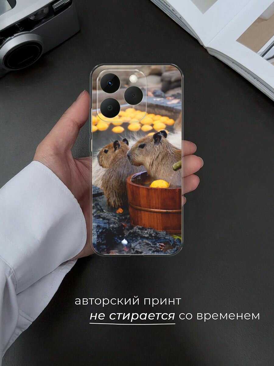 Чехол на Realme 15T / Реалми 15Т с принтом "Капибары отмокают" — фото 1