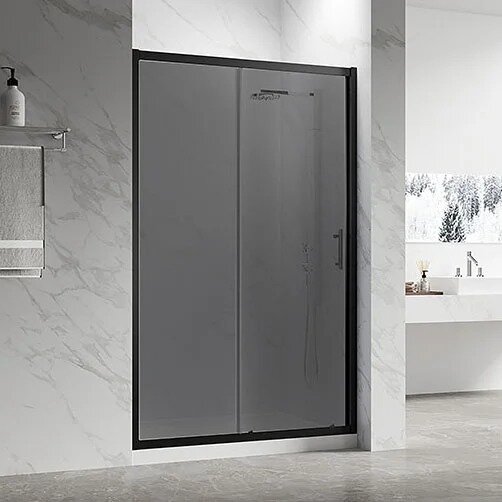 Душевая дверь в нишу Veconi Vianno VN-55BT 120 см, профиль матовый черный, стекло тонированное VN55BT-120-05-C8