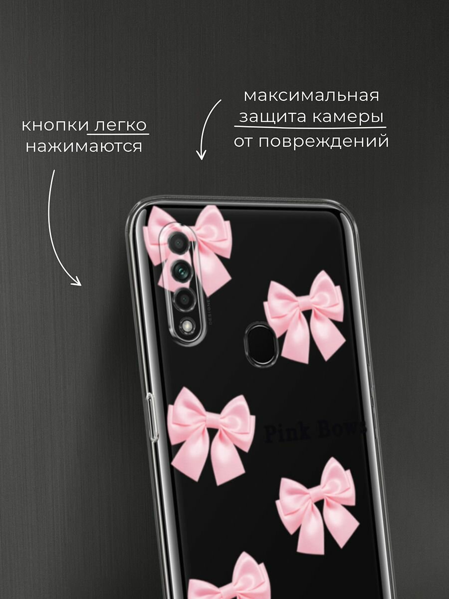 Чехол на Oppo A31 / Оппо А31 с принтом "Pink Bows", прозрачный — фото 1
