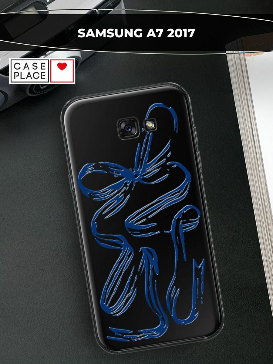 Чехол на Samsung Galaxy A7 2017 / Самсунг Галакси А7 2017 с принтом "Синие очертания банта 2"