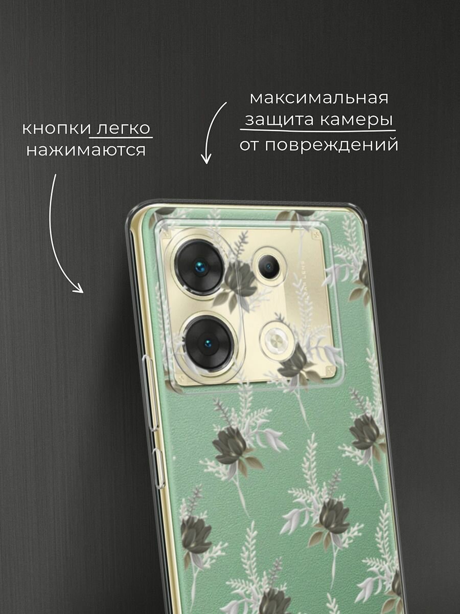 Чехол на Infinix Zero 30 5G / Инфиникс Зеро 30 5G с принтом "Паттерн цветы сепия" — фото 1