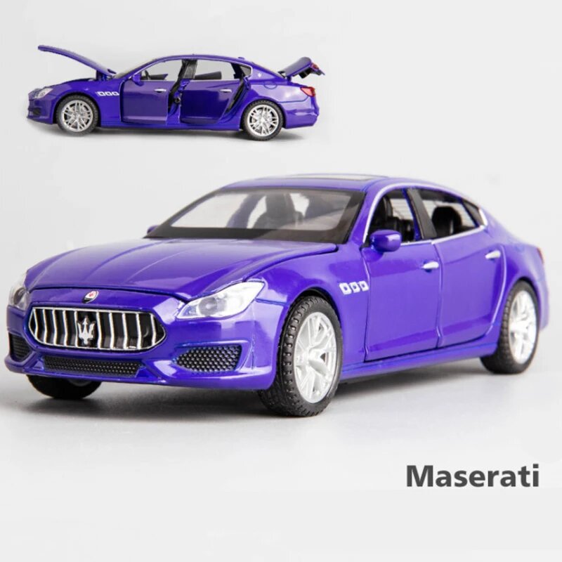 1:32 Maserati Quattroporte Coupe, модель автомобиля из сплава, литая под давлением, имитация металлической игрушечной модели автомобиля, коллекция звуков и света, детская игрушка в подарок, Фиолетовый