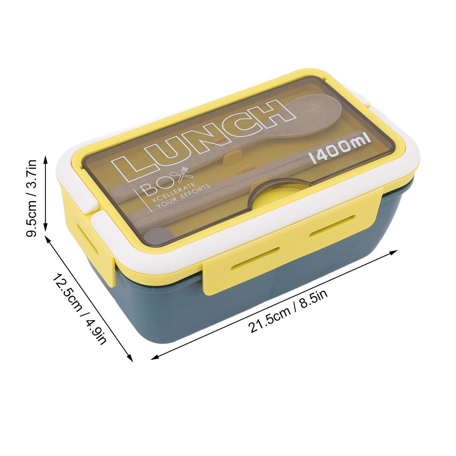 Коробки для бенто с 3 отделениями, 1400 мл, большая емкость, хорошая герметичность, термобокс для обедов для детей, студентов, работников школы, офиса, синий, желтый