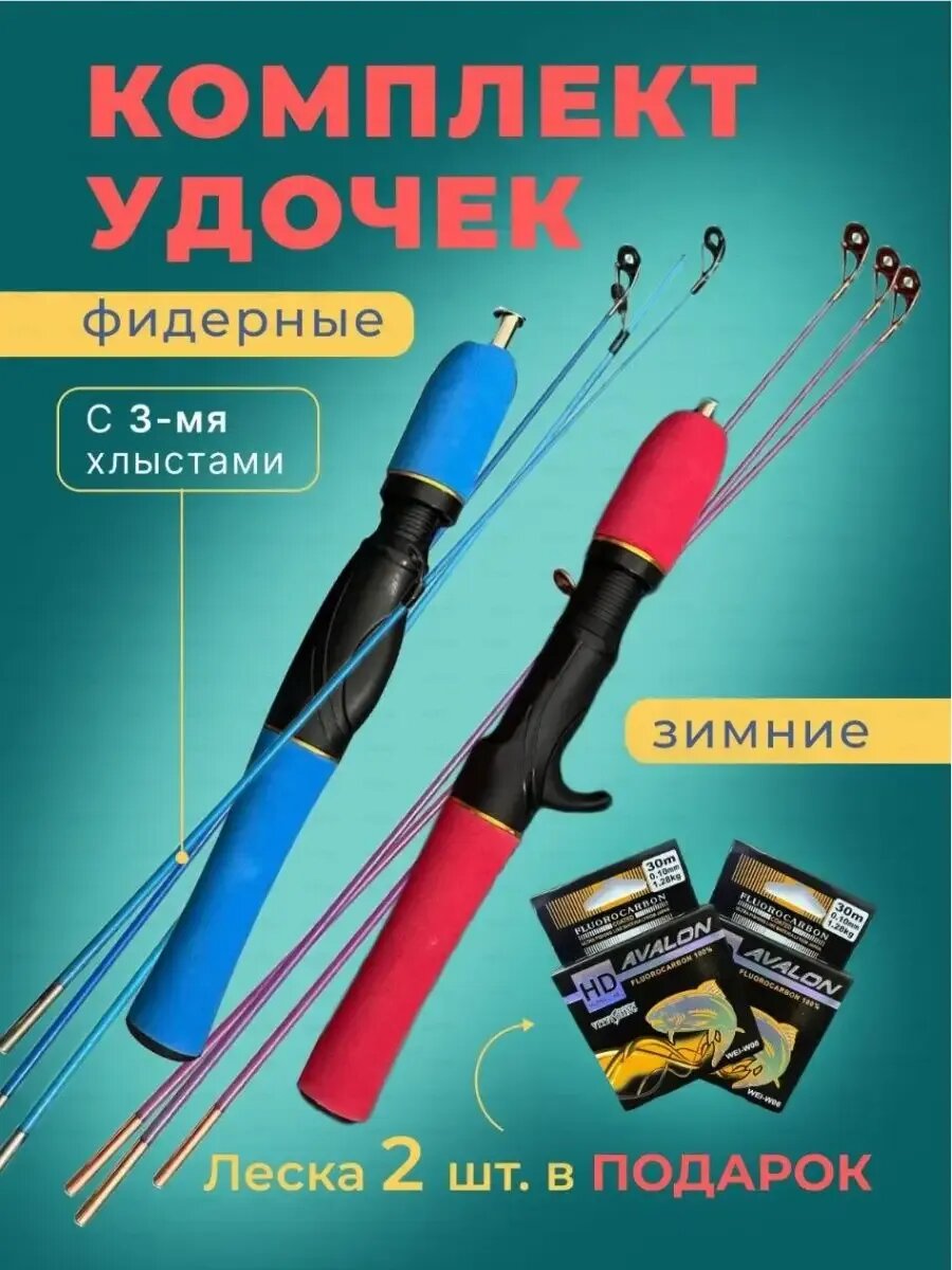 Зимняя удочка набор фидерная 50 см 2 шт.
