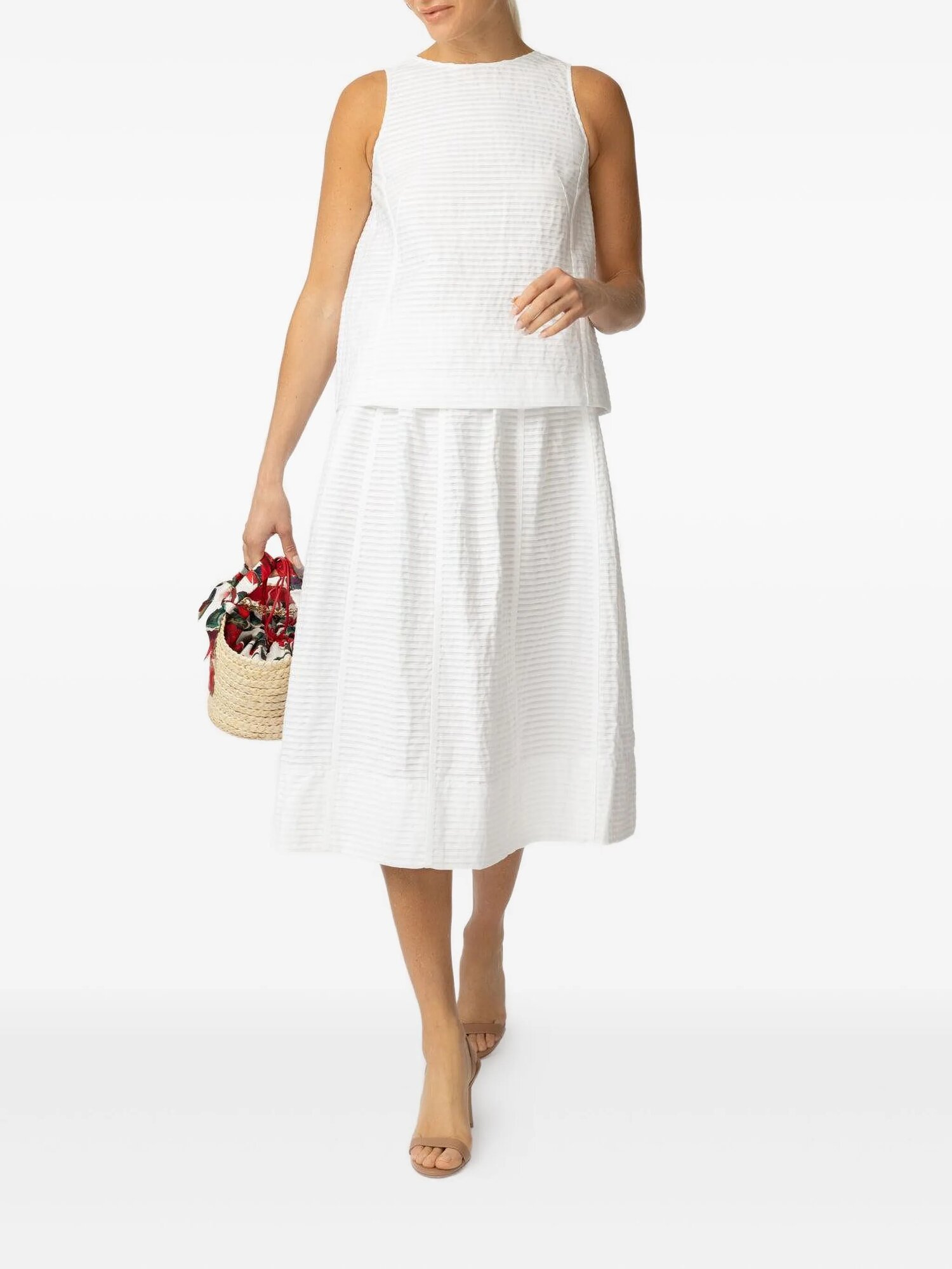 Топ ODEEH Striped sleeveless top, размер 34, white — фото 1