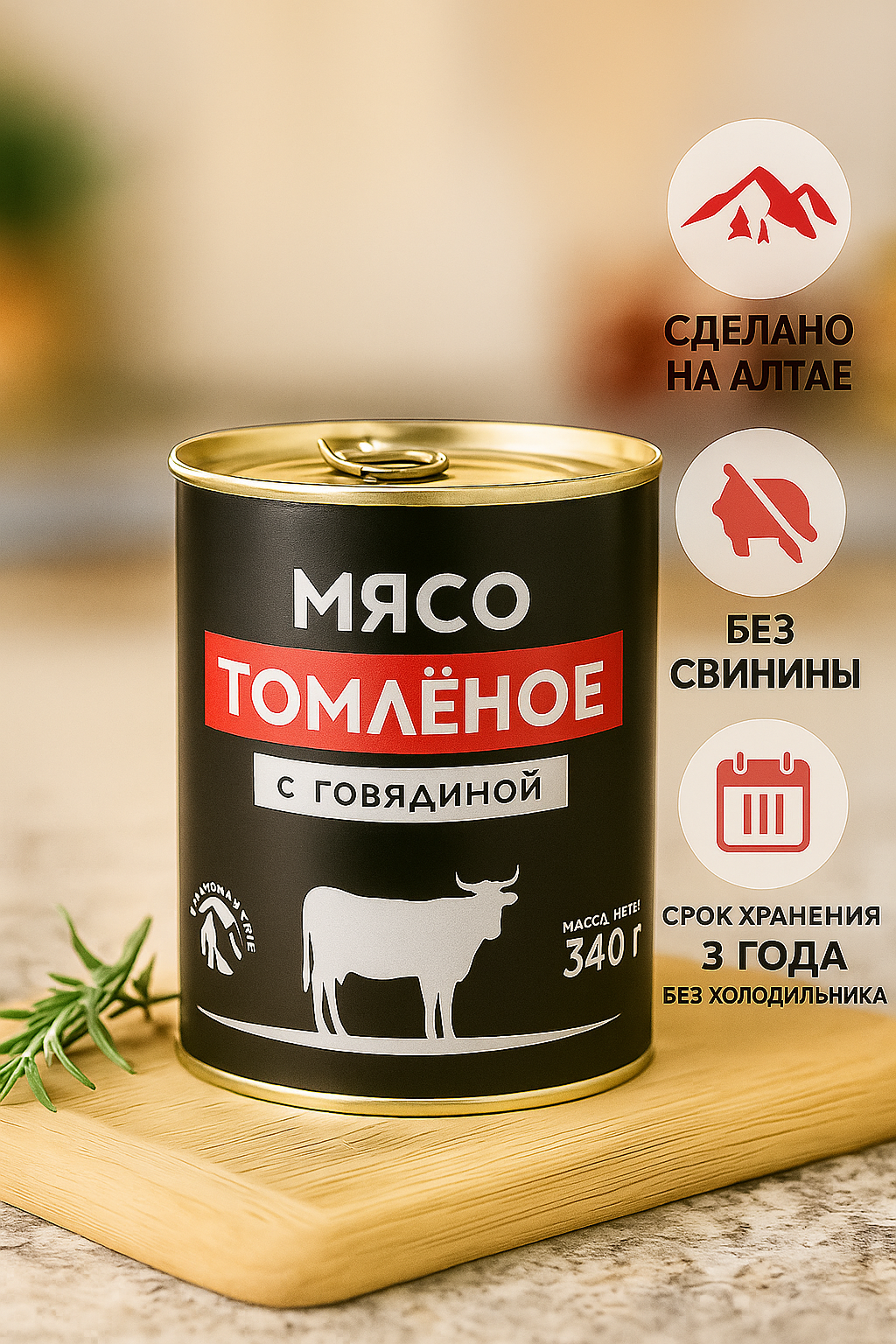 Тушенка мясо томленое из трех видов мяса с говядиной 340 г