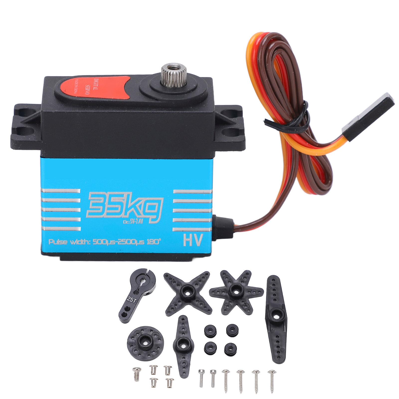 Высокоскоростной цифровой сервопривод Qy3235mg с металлическими шестернями и большим крутящим моментом 35 кг для радиоуправляемых автомобилей и роботов масштаба 1/8 и 1/10.