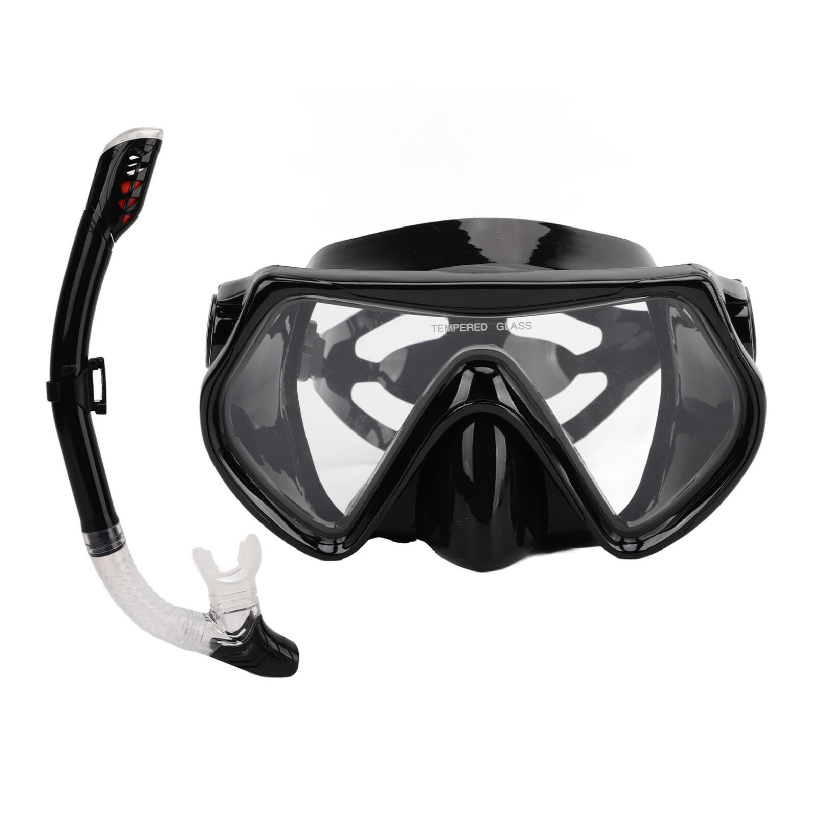 Регулируемый комплект для снорклинга для взрослых: трубка, очки, дыхательная трубка. Снаряжение для снорклинга для тренировок по плаванию. Черный.