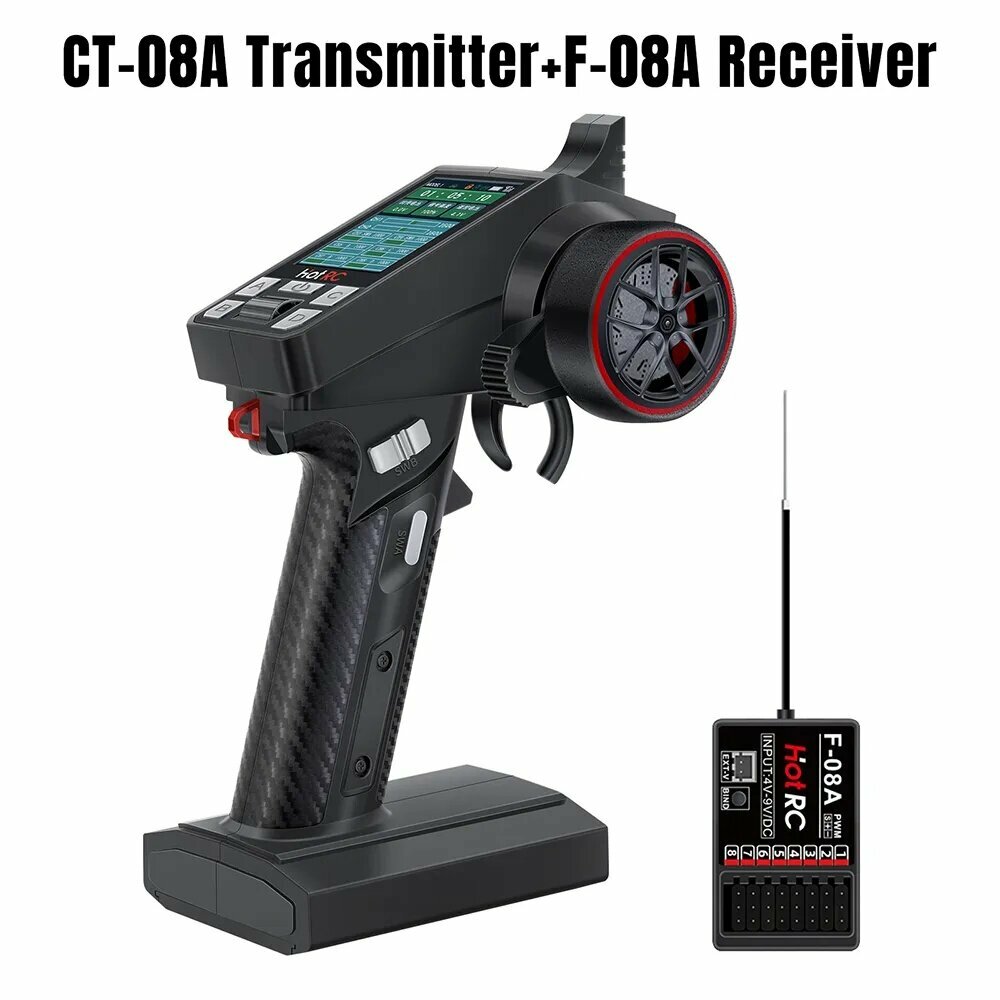 Передатчик HotRC CT-8A 8CH 2,4 ГГц Радиосистема Пульт дистанционного управления с F-08A PWM GFSK Приемник для модели RC автомобиля
