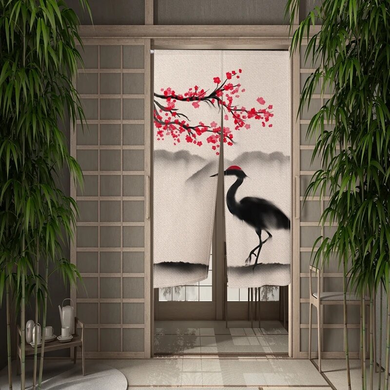 Льняные занавески Curatin Doorway Fuji Red Sun Черный, 85x200cm, 6