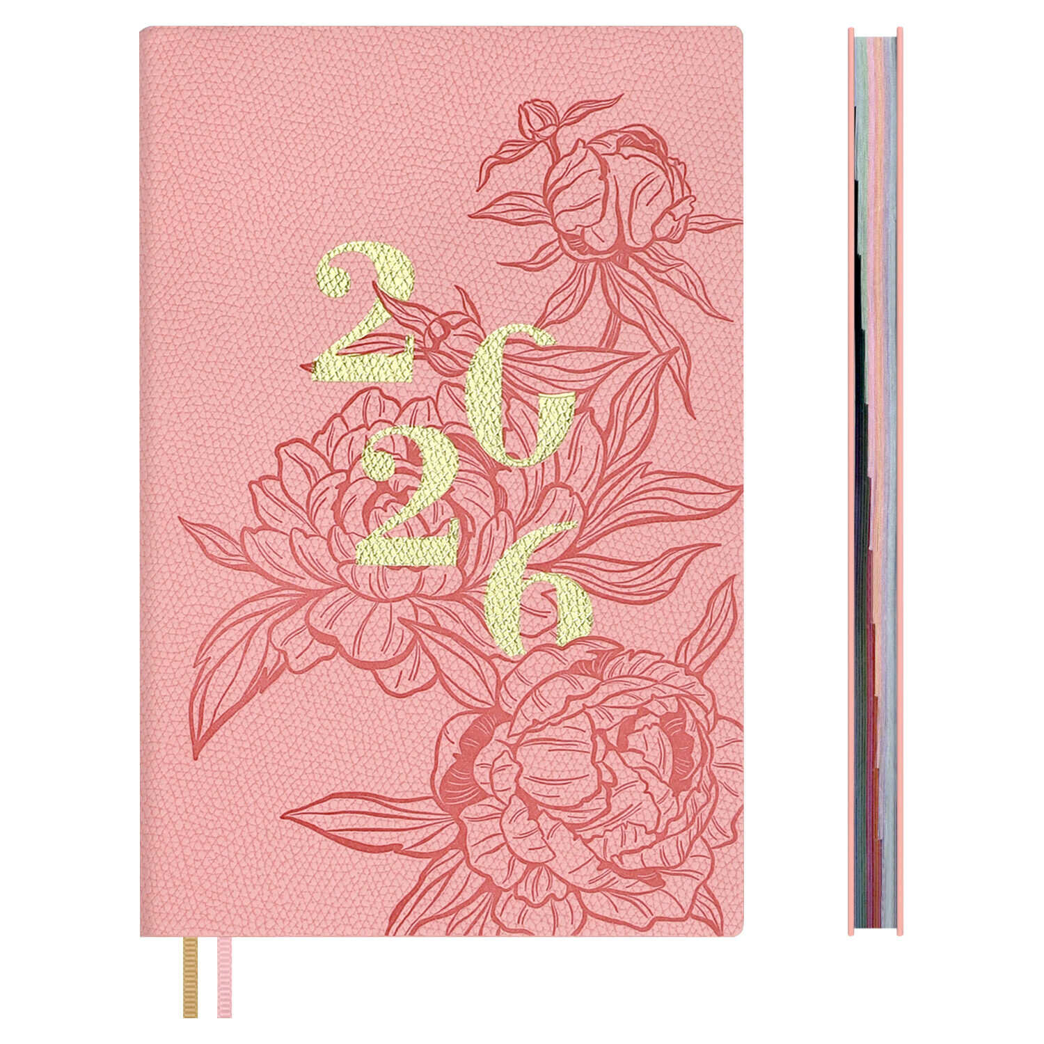 Еженедельник датированный 2026 ESCALADA, формат А6+, 96 л, мягкий переплёт, искусственная кожа "Джут", розовый