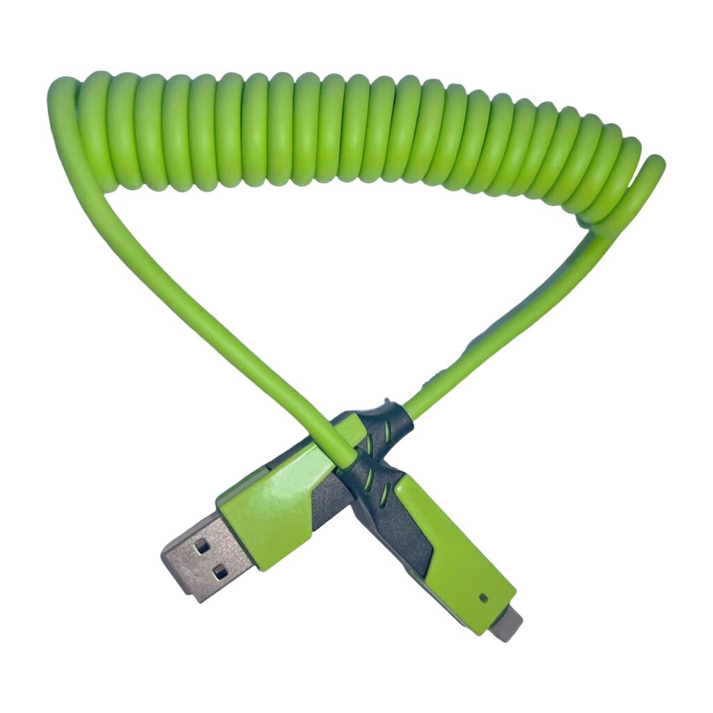 Пружинящий выдвижной зарядный кабель "четыре в одном"-зеленый