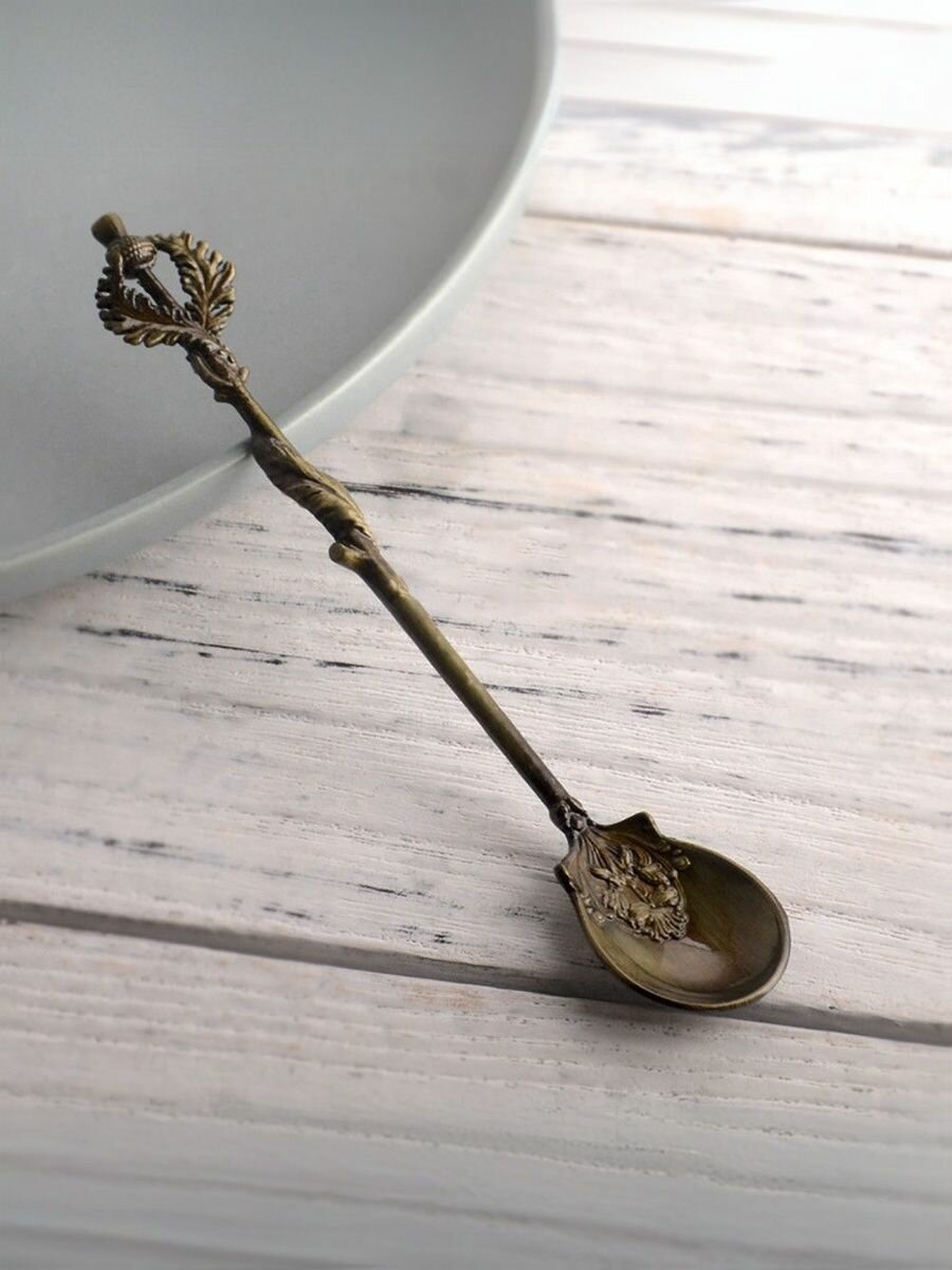 Ложка кофейная Винтажная ложка для льда диаметром 11,9 см/Фруктовые десертные ложки в королевском стиле 1 предм. бронза