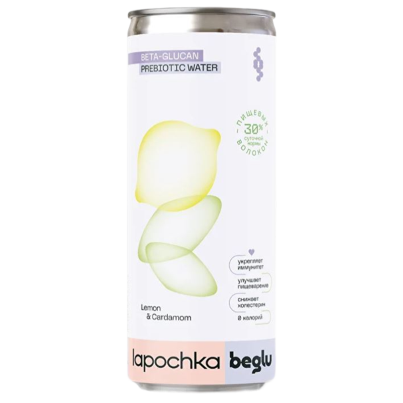 Натуральный газированный напиток без сахара "Лимон и Кардамон" LAPOCHKA 330 мл