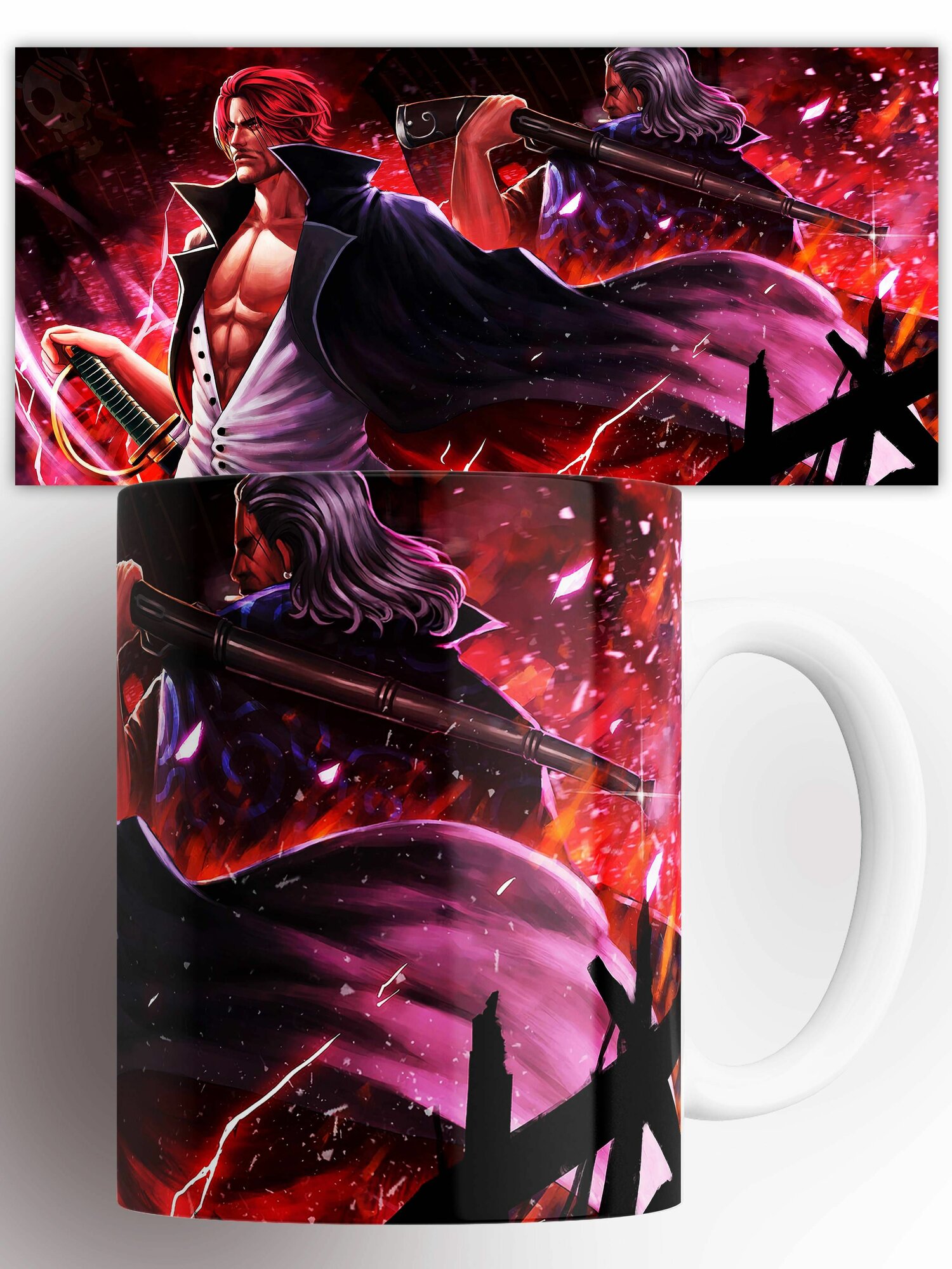 Кружка ВАН ПИС ONE PIECE Шанкс и Бенн Бекман , на подарок с принтом аниме anime 330 мл