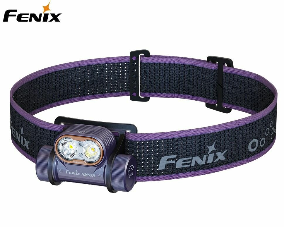 Налобный фонарь Fenix HM55R Purple, 18350, 175 метров, 1200 люмен (Комплект)