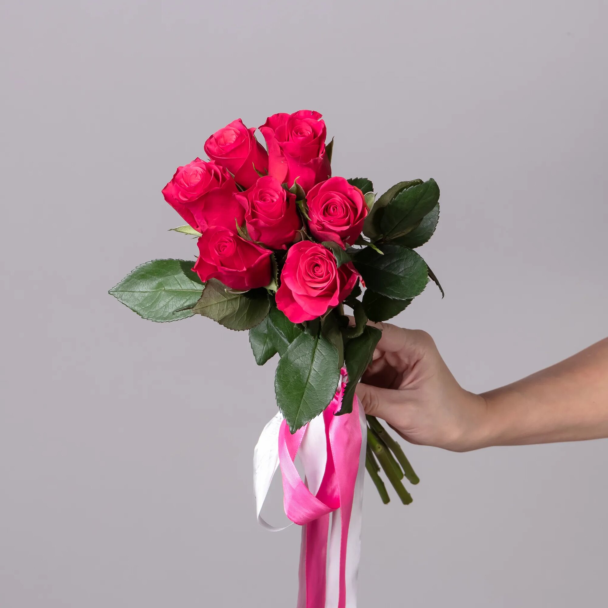 Букет из малиновых роз 7 шт Высота 40 см Премиум от "Простоцветы"