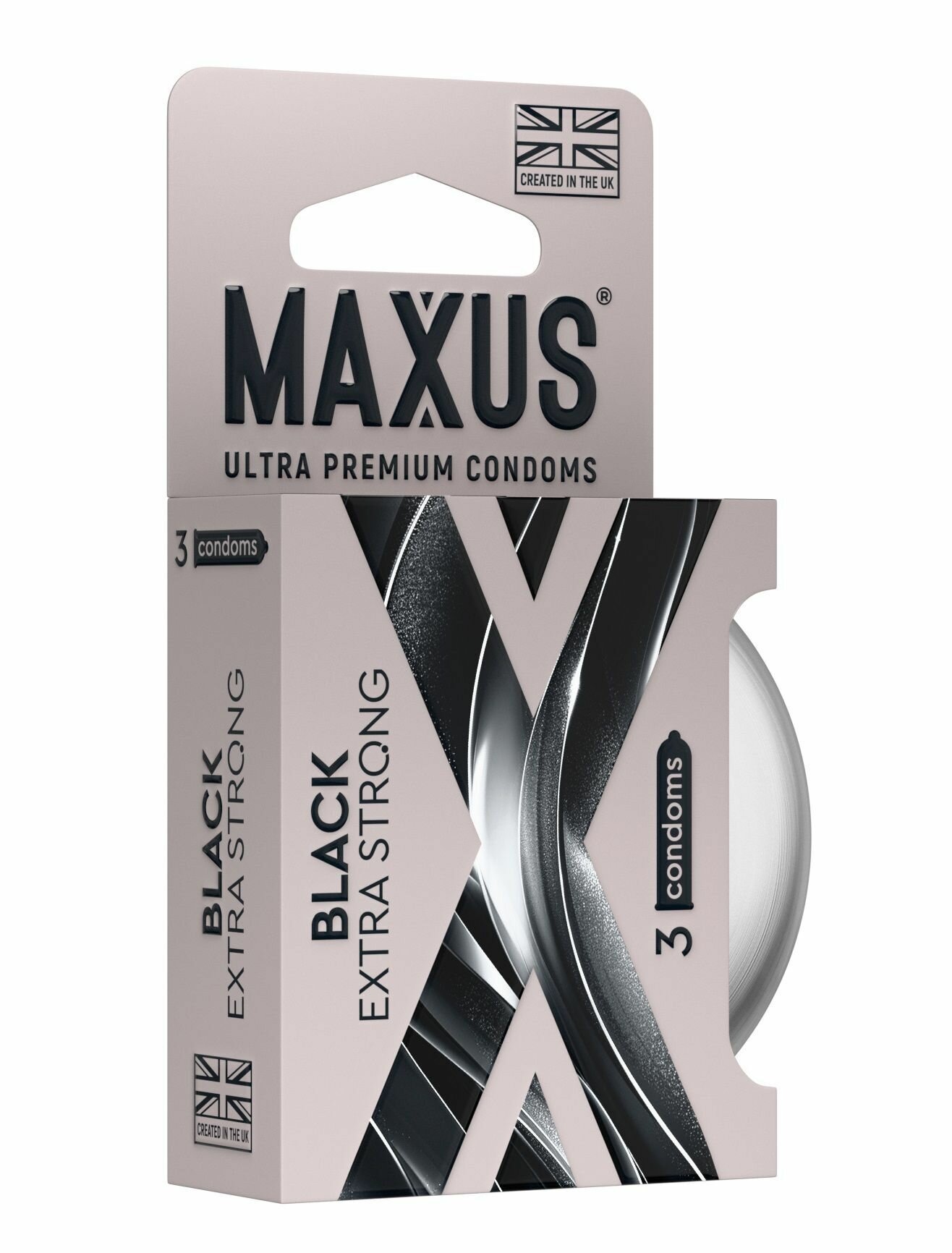 Презервативы Maxus «Extra Strong» черные, латекс, 3 шт, с железным кейсом