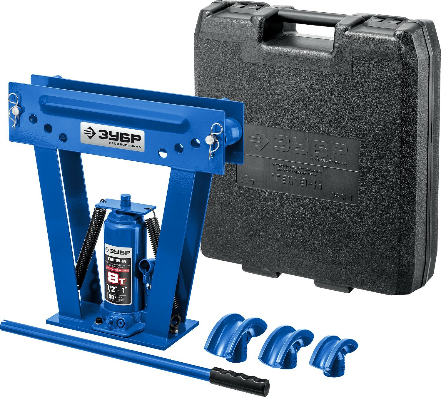 Трубогиб ЗУБР ТГВ-8-K, 8 т, ручной, вертикальный, гидравлический, в кейсе, Профессионал