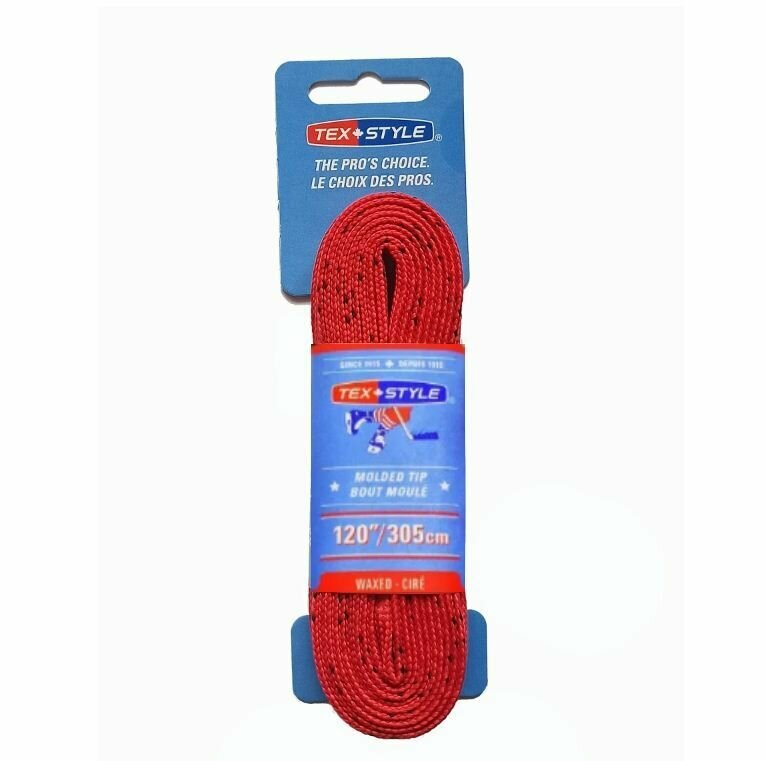 Шнурки для коньков хоккейных Texstyle W921 120" (305 см) с пропиткой, красные