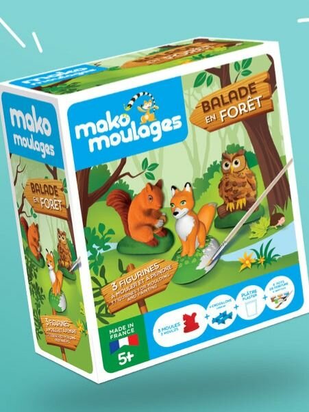 Творческий набор Mako moulages - Набор для лепки из глины и покраски, 3 фигурки лесных животных - Мако Молдс 39049