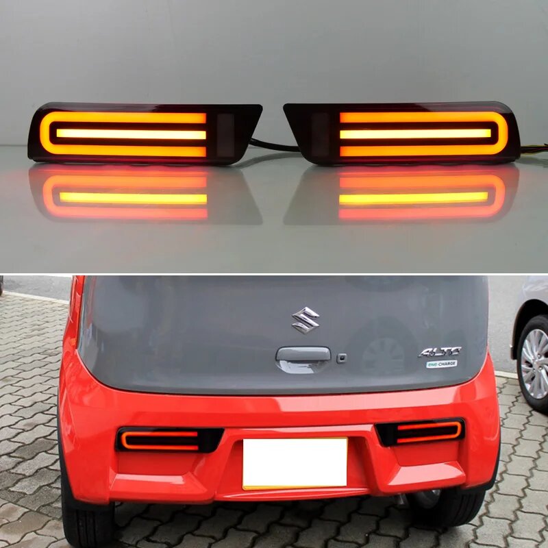 Для Suzuki Alto 2016-2022 Автомобильный светодиодный задний фонарь Светодиодный задний ходовой фонарь + стоп-сигнал + задний ход + динамический указатель поворота