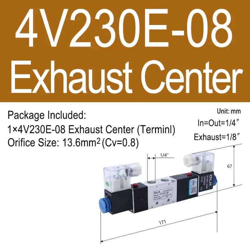 4V230C-08 4V230E-08 4V230P-08 3-позиционные 5-портовые воздушные электромагнитные клапаны Пневматические регулирующие клапаны