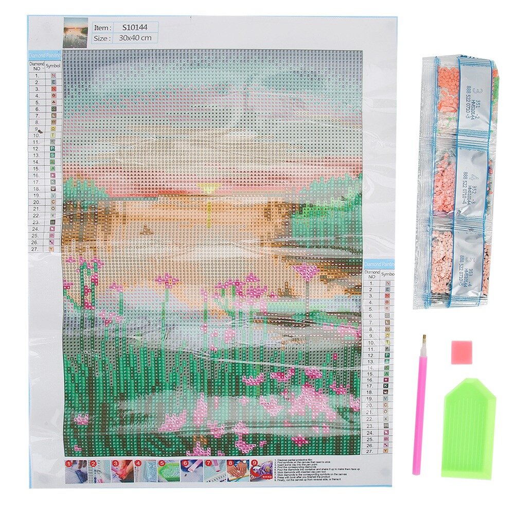 5D наборы алмазной живописи для детей, стразы, сделай сам, картина, художественные аксессуары, домашний декор, вид на озеро 30x40 см, полный бриллиант