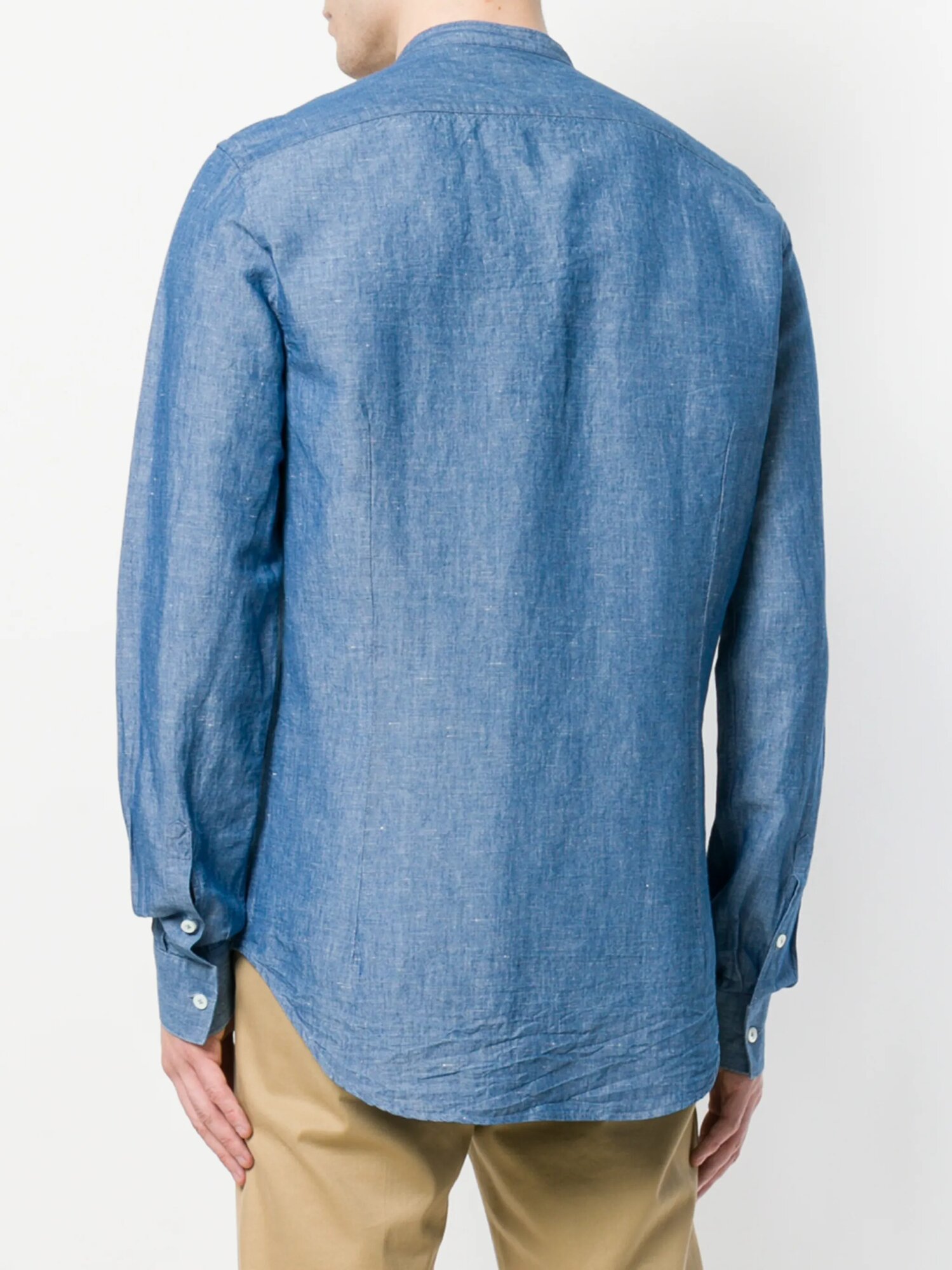 Рубашка Dell'Oglio Round neck button shirt, размер XS, синий — фото 1