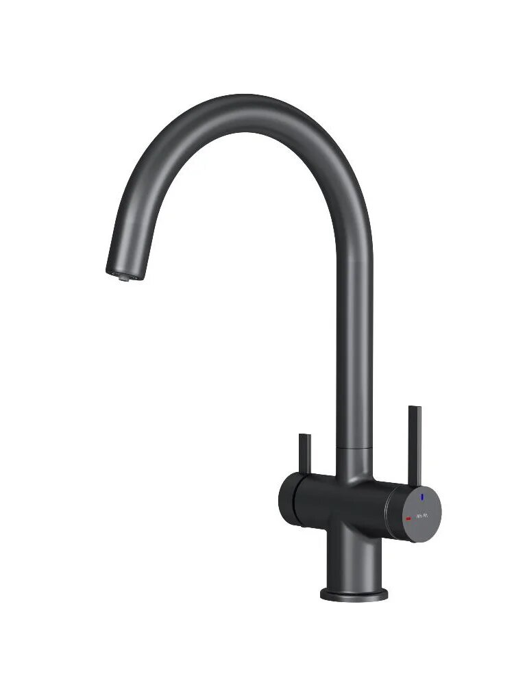 Смеситель для кухни AM.PM Func F8F07722 с краном для питьевой воды, с поворотным изливом, черный, матовый, однорычажный, нержавеющая сталь, с керамическим картриджем