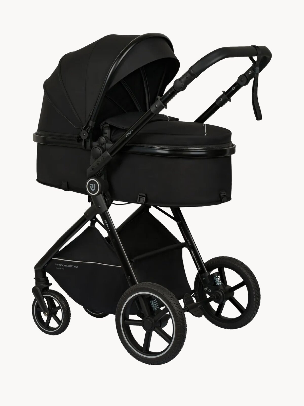 Коляска трансформер для новорожденных 2 в 1 Jovola Folk универсальная, всесезонная с реверсивным блоком, черный