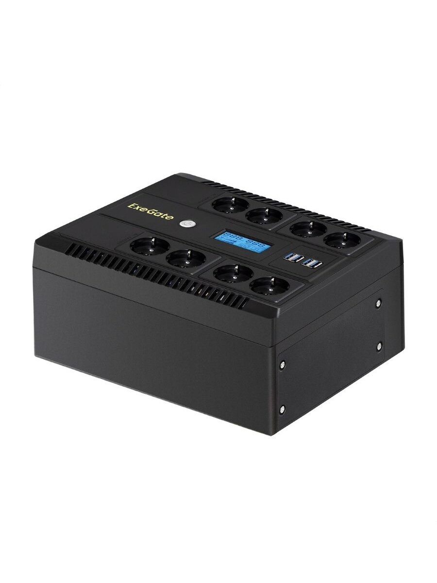 ИБП Источник бесперебойного питания Exegate NEO Smart LHB-1000. LCD. AVR.8SH. CH. RJ. USB 650 Вт, Line-Interactive