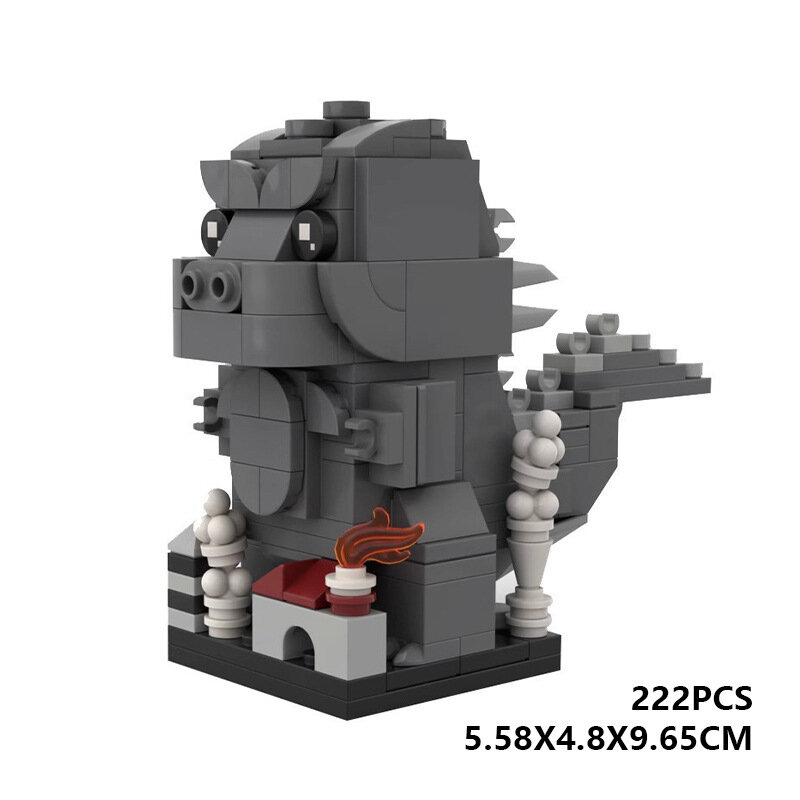 Строительные блоки MOC совместимы с набором игрушек-пазлов серии Brickhead LEGO 47004 Godzilla в сборе.