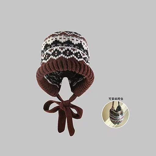 Тканевая этикетка Красная Шапочка осень и зима вязаный капюшон в корейском стиле небольшой шарф теплая шерстяная шапка модная универсальная вязаная шапка для женщин