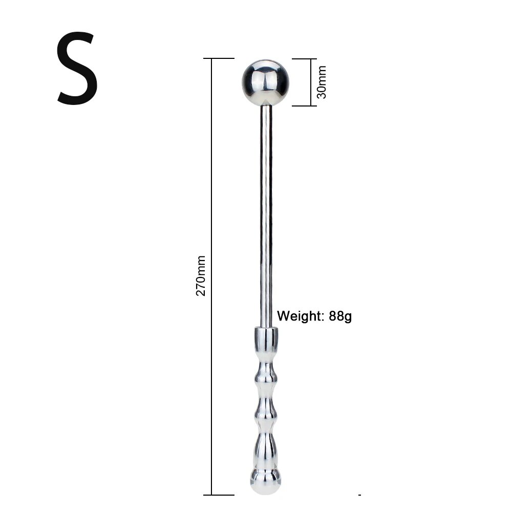 Металлическая анальная пробка, шарики, стимуляция точки G, длинная палочка, массажер простаты, S