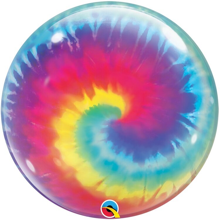 Воздушный шарик КНР Bubble 22", узор Tie-Dye, спирали радуга