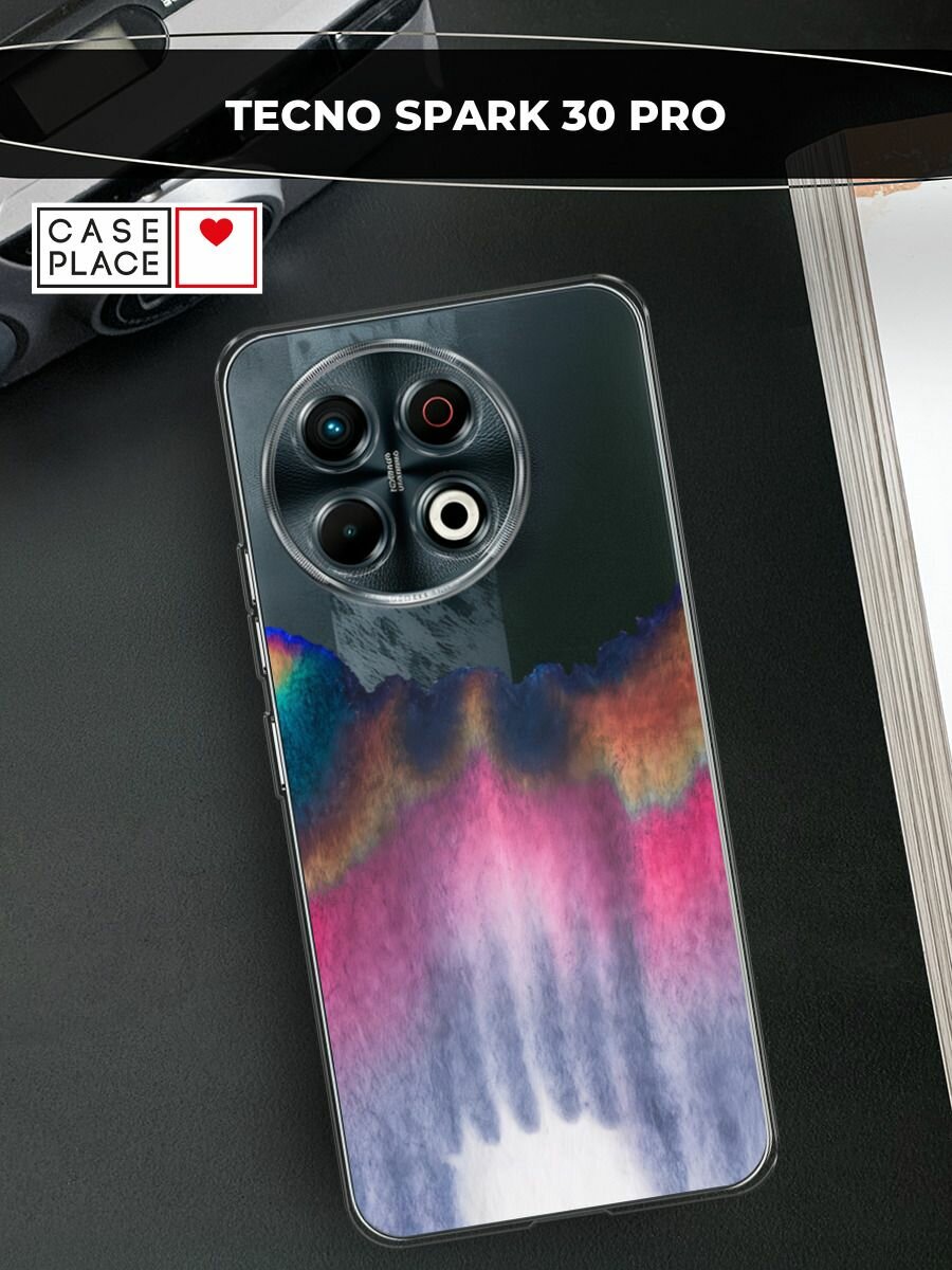 Чехол на Tecno Spark 30 Pro / Текно Спарк 30 Про с принтом Акварельная абстракция, прозрачный
