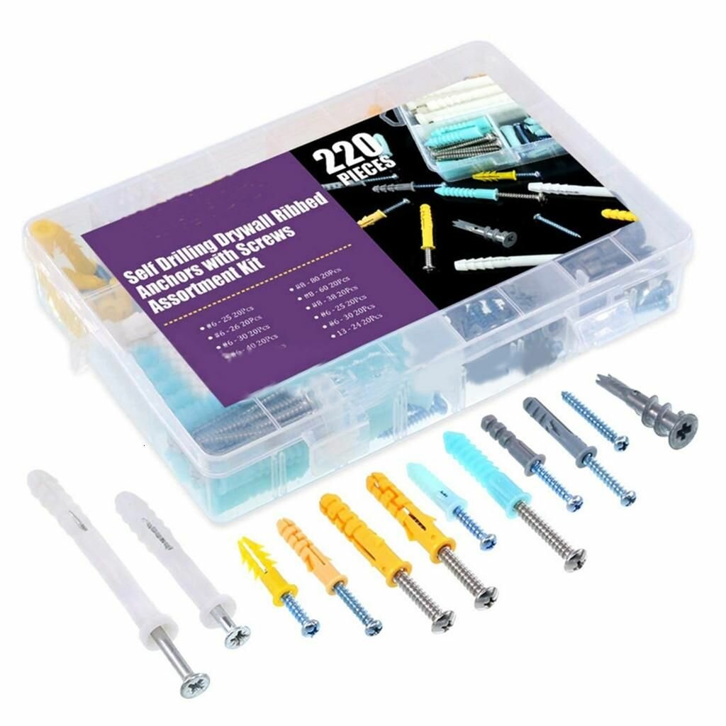 220 шт. Дюбели и шурупы для стен