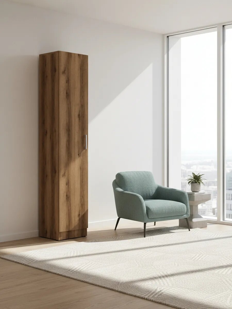 Шкаф пенал FRESTER распашной деревянный для одежды на балкон спальню, от производителя