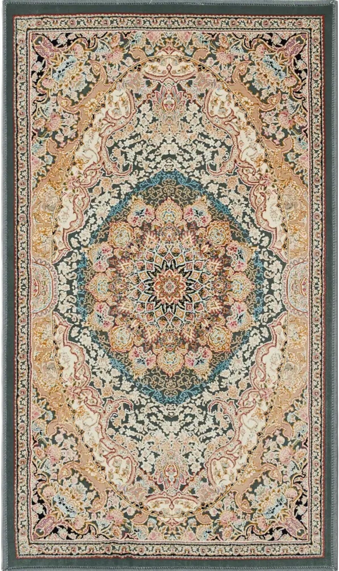 Коврик персидский высокоплотный с рельефным ворсом "ANOSHA дымчато-голубой" 50х80 см