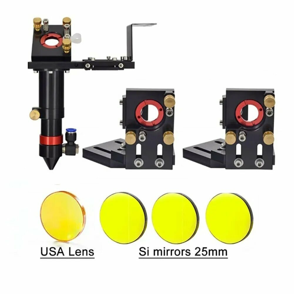 Комплект лазерной головки CO2 серии E с линзой D20 мм и шириной 63,5 мм + зеркалами Si для лазерной резки 25 мм
