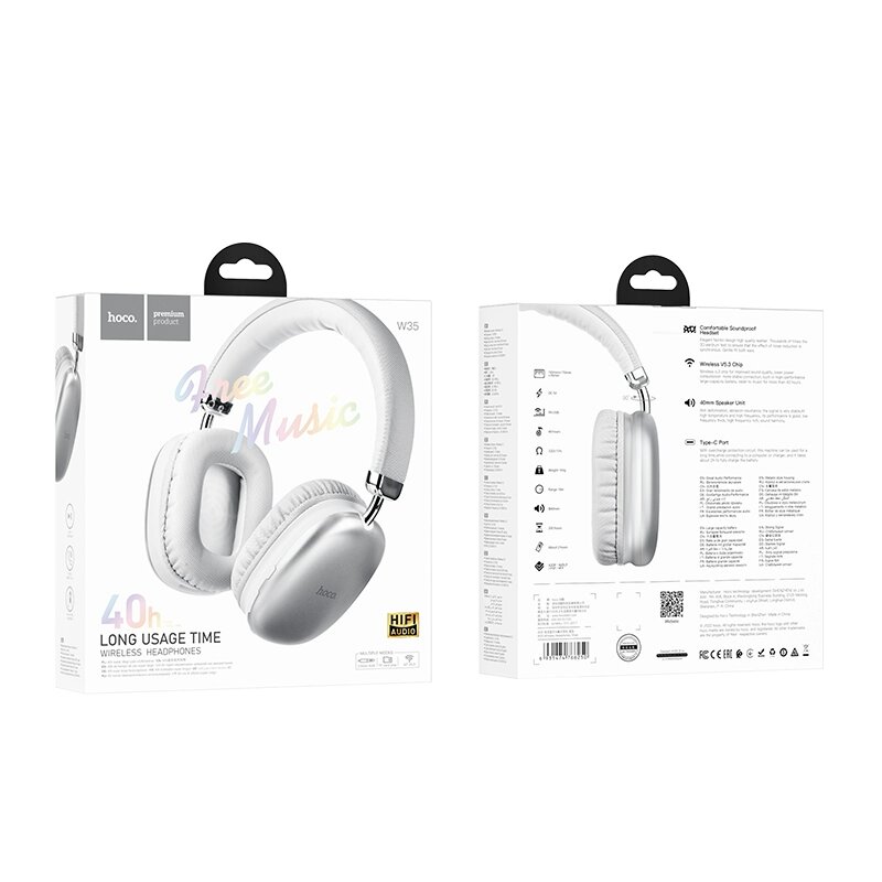 HOCO W35 беспроводные наушники с Bluetooth для спорта и бега, высококачественный стереозвук, автономность 40 часов,