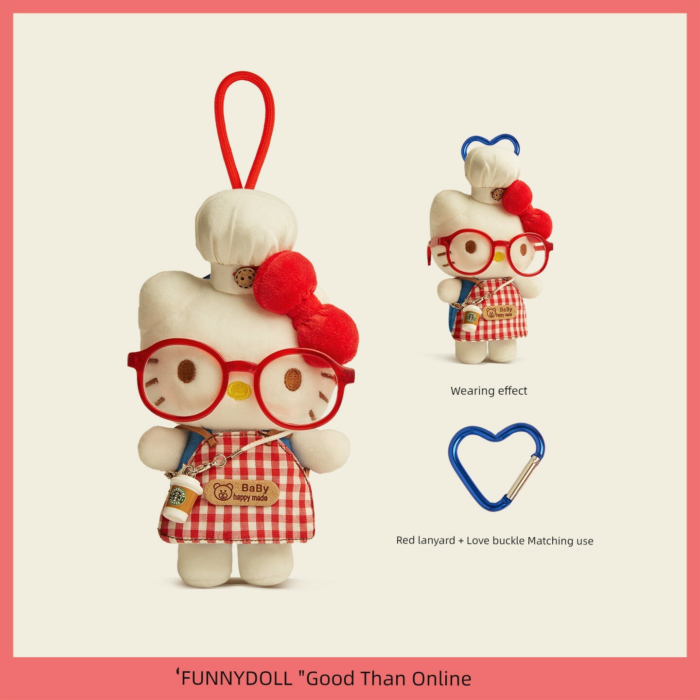 Оригинальный плюшевый брелок Hello Kitty Sanrio, милый кулон для сумки, украшение для рюкзака, маленькая игрушка